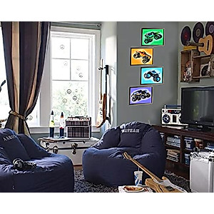 Monster Truck Posters For Boys Room - Set Of 5 Wall Art (UNFRAMED 8"x10") - Monster Truck Poster Prints, Boys Room Decor, Posters For Teen Boys Room, Boys Wall Decor, Boys Room Wall Decor, Kids Wall Art, Wall Art For Boys Bedroom
