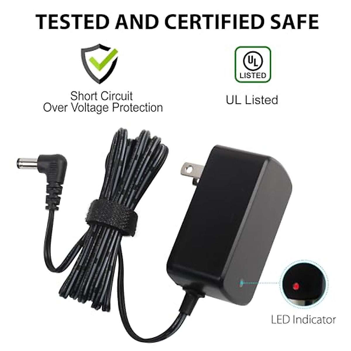 LotFancy Guitar Pedal Power Supply, AC DC 9V Power Cord, 1A Adapter for BOSS PSA Effects Pedal, Distortion, Casio Keyboard, Replaces PSA -120S, PW-CT-9V, UL Listed, Center Negative