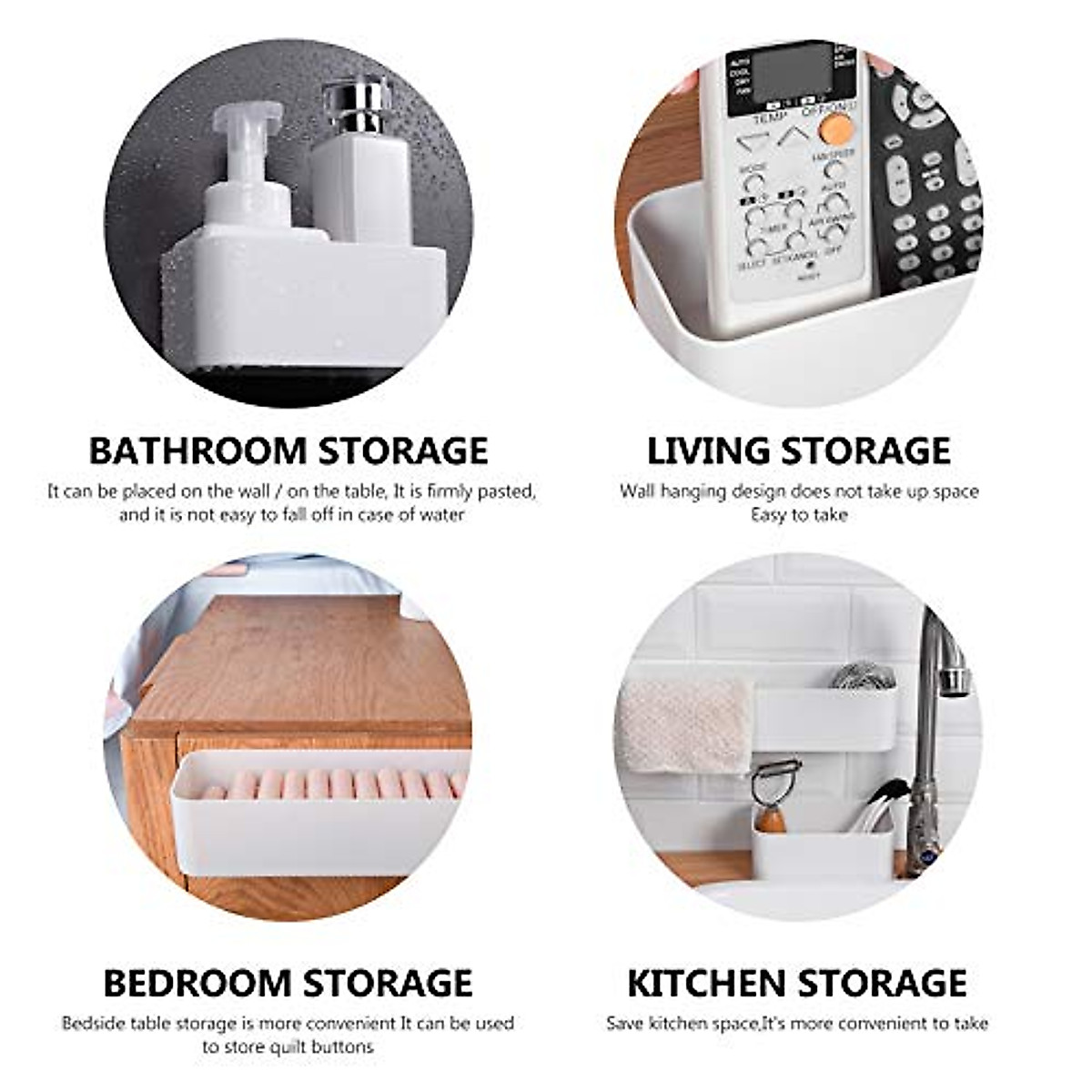 3Pcs Wall Mounted Remote Control Holder Floating Organizer Stick On Wall Shelf Non-Drilling Bathroom Storage Brackets Ledge Shelf