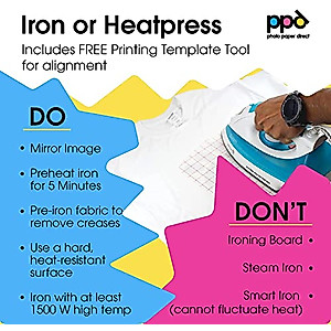 PPD Inkjet PREMIUM Iron-On Light T Shirt Transfers Paper LTR 8.5x11” pack of 40 Sheets (PPD001-40)