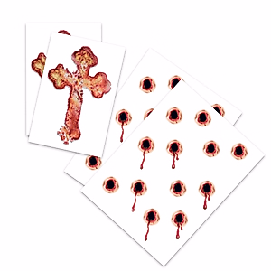 FashionTats Bite Marks & Branded Cross Temporary Tattoos | Vampire Halloween Costume Tattoos | Cosplay Kits | Skin-Safe | MADE IN USA | Removable