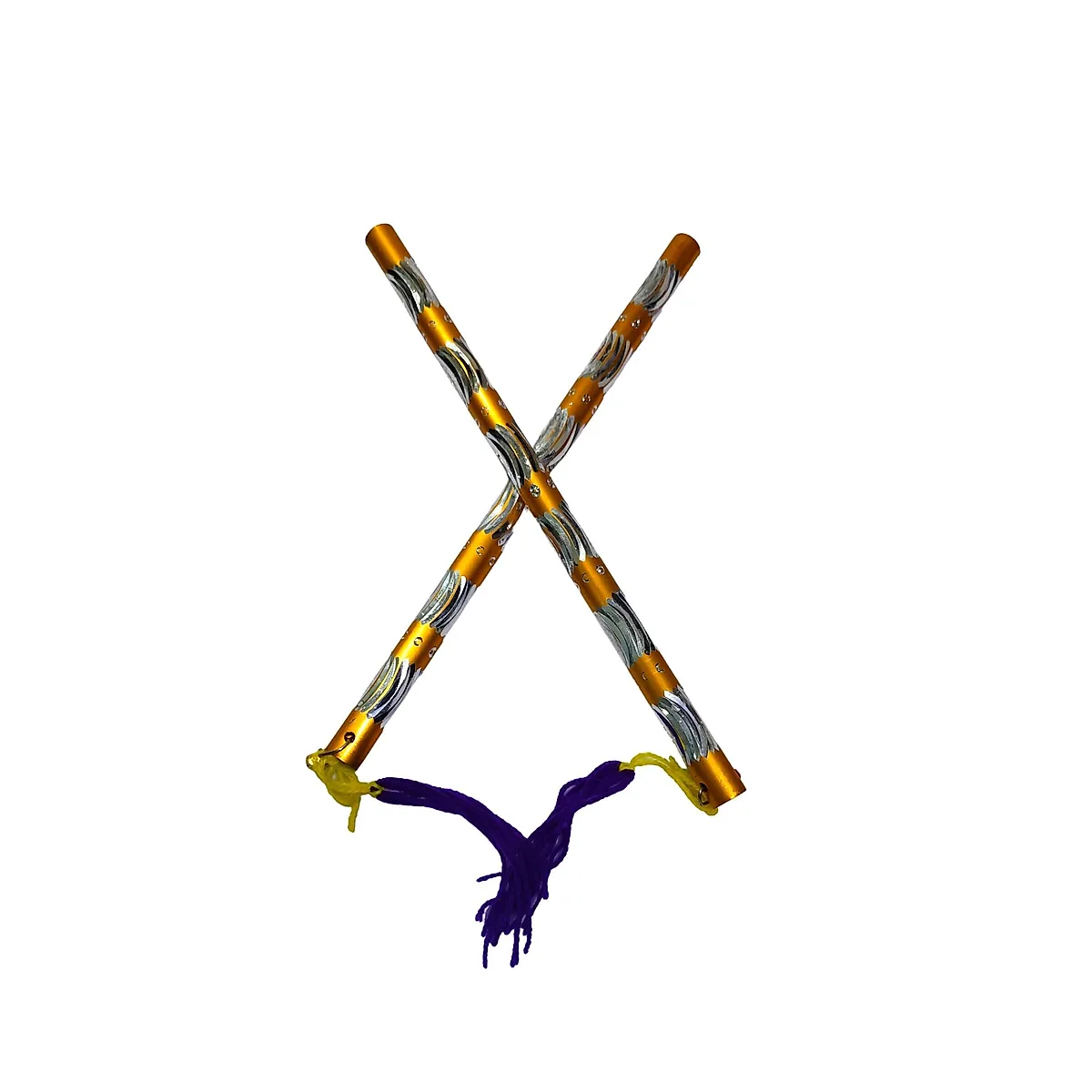 JAGMOR Navratri Special dandiya| Metal Aluminum Navratri Raas Garba Dandiya Sticks, 2 Small Pair, Yellow-Red Color, Pack of 4