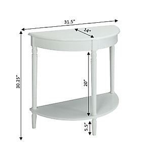 Convenience Concepts French Country Half-Round Entryway Table with Shelf, White