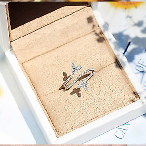 Otxas Silver Butterfly Rings Butterfly Jewelry Silver Rings Cute Ring for Women Engagement Ring Butterfly Jewelry