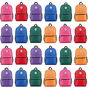Yacht & Smith 24 Pack 17 Inch Wholesale Backpacks for Students, 12 Assorted Colors - Bulk Case of Bookbags Water Resistant Knapsacks