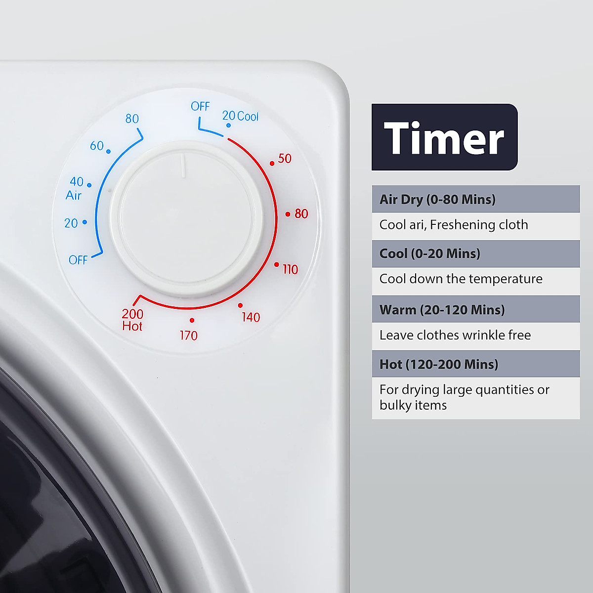 Bouwald 2.0 cu.ft Electric Compact Portable Clothes Laundry Dryer with Stainless Steel Tub Apartment dryer 110V 800W