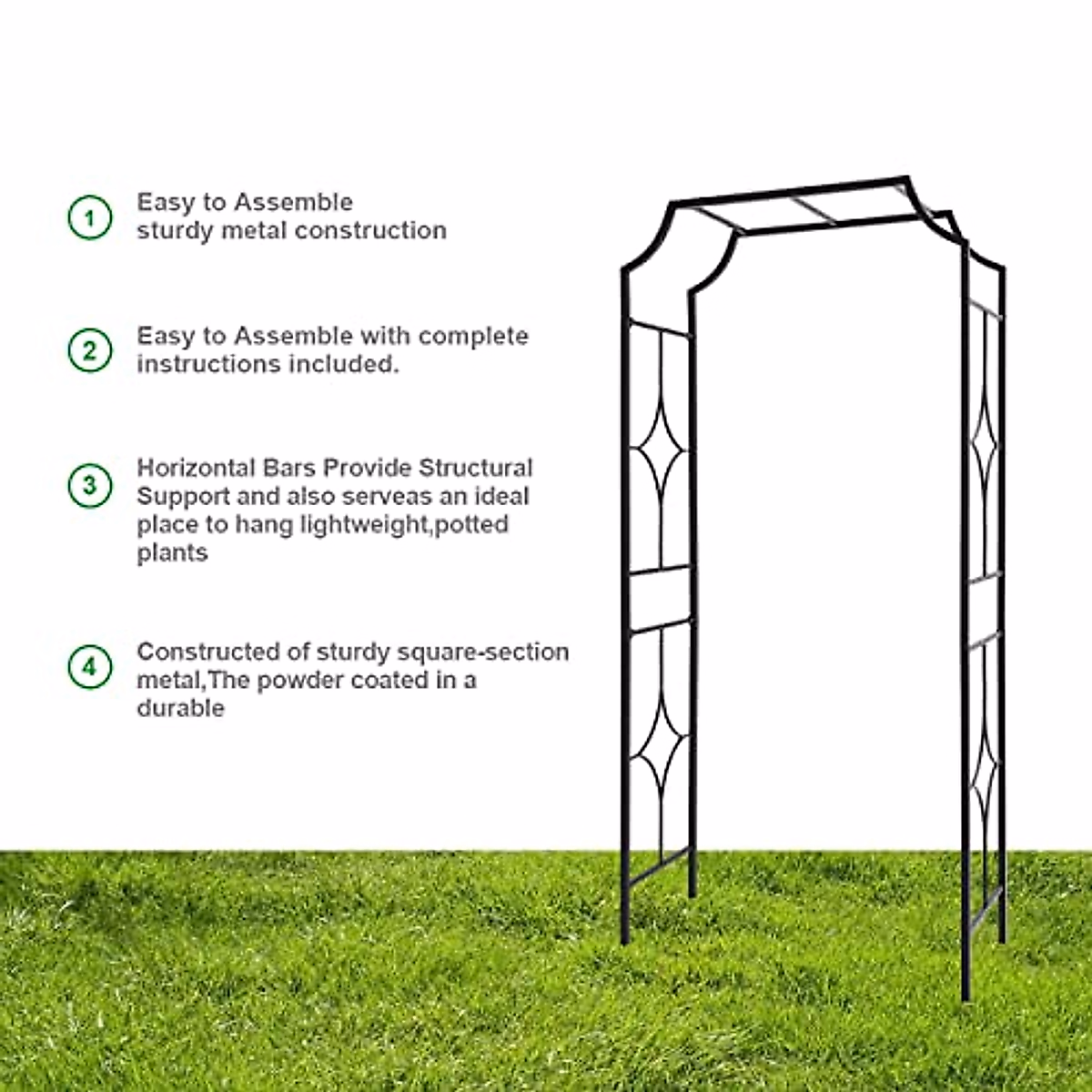 RICHRYCE Outdoor Metal Garden Arch with Double Gate, Garden Arbor for Various Climbing Plant, Outdoor Garden Lawn (25.3''W x 47.6''L x 102.3''H)