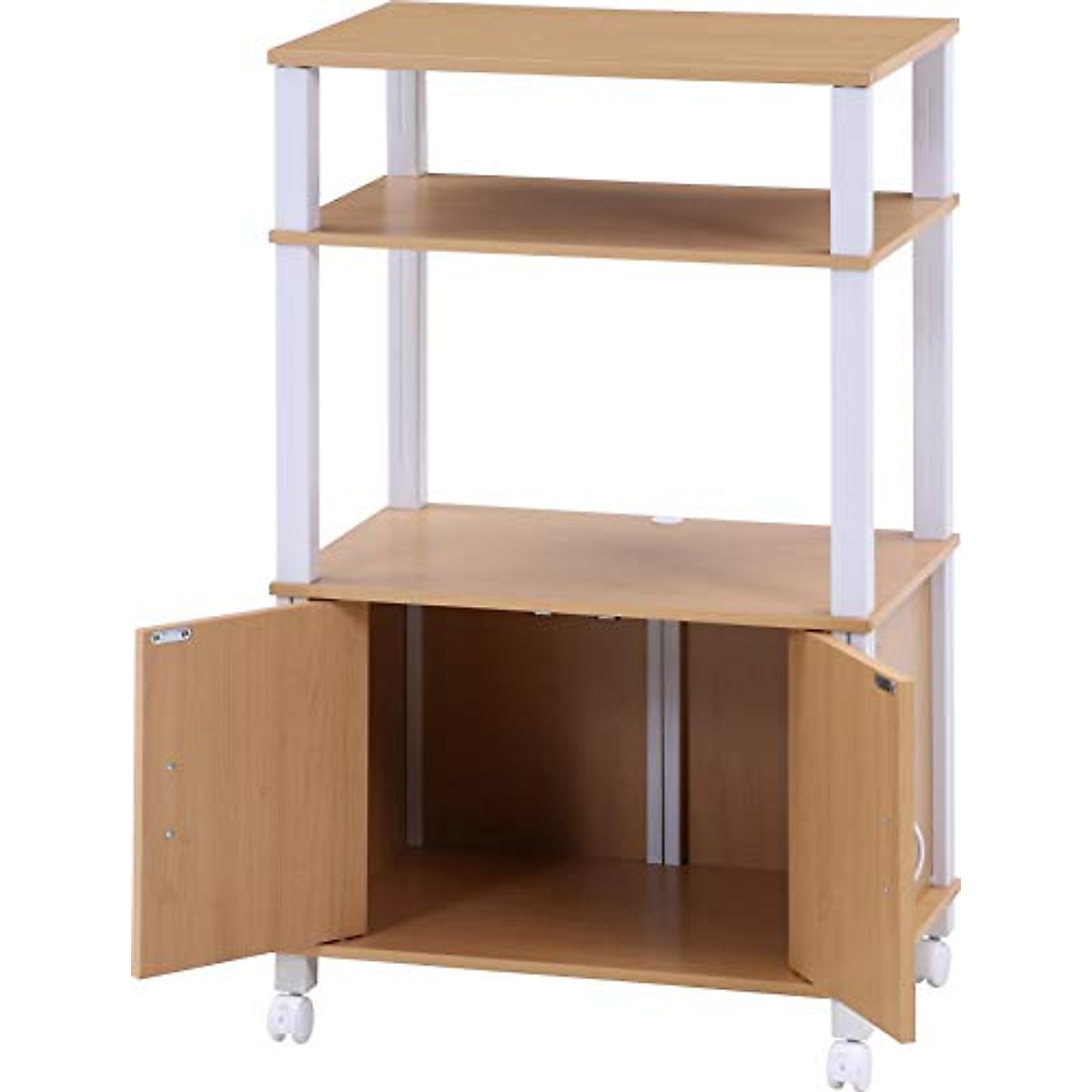 Fuji Boeki 99906 Multi Wagon, Kitchen Wagon, Width 23.5 inches (59.7 cm), Natural, White, Easy Assembly, Comes with Casters