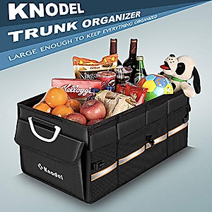 K KNODEL Car Trunk Organizer, Trunk Organizer With Lid, Heavy Duty Collapsible Trunk Storage Organizer for SUV, Truck, Car Cargo Trunk Organizer with Lid (Medium, Gray)
