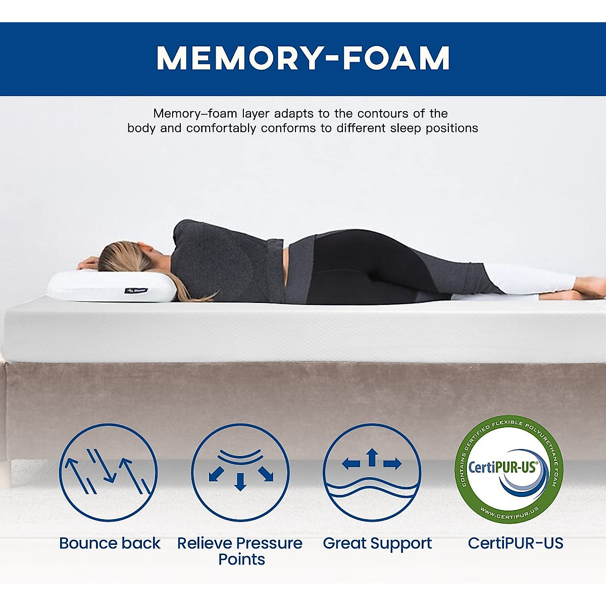 Queen Mattresses, 6 inch Gel Memory Foam Mattress with CertiPUR-US Bed Mattress in a Box for Pressure Relief, Medium Firm Queen Size Mattress in a Box Without Fiberglass