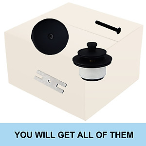 Lift and Turn Bathtub Drain Stopper with 1 Hole Faceplate Cover Bath tub Overflow Kit Assembly Strainer and Screw, Polished Chrome Finish