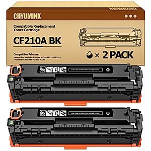 Chyumink Remanufactured Replacement for HP 131A CF210A Black Toner Cartridges use with Pro 200 Color M251nw M251n MFP M276nw M276n CP1210 CP1215 CP1518 CP1525nw-2 Pack