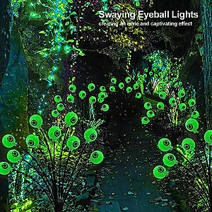 etoper Halloween Decoration Outdoor Solar Eyeball Lights,2 Packs 20 LED Green Eyeball Swaying Solar Landscape Pathway Stake Light,Path Lights for Garden Yard