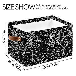 Halloween Spiderweb Large Storage Basket Cube Storage Bin Canvas Fabric Organizer Handles Collapsible Decorative for Clothes Toys Bedroom