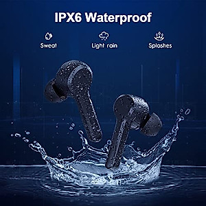 Tecno Wireless Bluetooth Earbuds, 25H Bluetooth Headphones with Microphone, IPX5 Waterproof Wireless Headphone with 4 Mics, High-Fidelity Stereo Bluetooth Earphones for Sports and Work,GE1