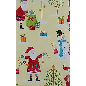Santa's Christmas Day Vinyl Flannel Back Tablecloth (60" x 84" Oblong)