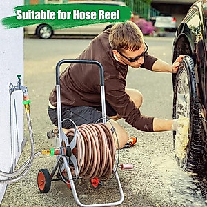Short Garden Hose with Female to Female Connector, 3ft Metal Leakproof Leader Hose for Hose Reel, Heavy Duty 304 Stainless Steel Flexible Hose for Outdoor Garden Watering Car Pet Cleaning