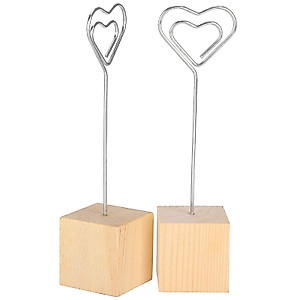 10Pcs Table Sign Holders Place Card Holder Table Number Holders Photo Holder Note Message Card Picture Metal Clip Stand with Wood Base Card Holder Stand for Wedding Centerpieces Bridal Shower