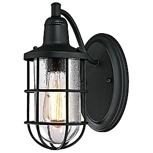 Westinghouse Lighting 6334700 Crestview One-Light Outdoor Wall Fixture, Textured Black Finish with Clear Seeded Glass