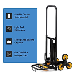 GarveeTech Stair Climber Hand Truck and Dolly, 330 lbs Heavy Duty Trolley Cart Folding Grocery Cart Dolly cart Hand Truck with Telescopic Handle & 10 Wheels for Shopping, Moving, Office