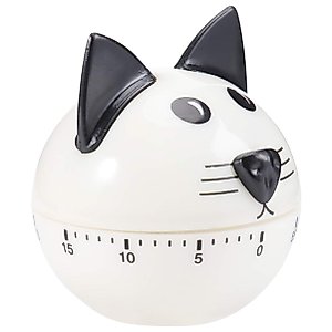HEMOTON Kitchen Timer Animal Cat Timer for Children Baking and Boiling Egg Wind Up 55 Minutes Timer Home Baking Steaming Manual Timer