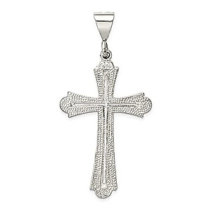Diamond2Deal Gift for Mothers Day 925 Sterling Silver Diamond-cut Religious Crucifix Cross Pendant Fine Jewelry for Women