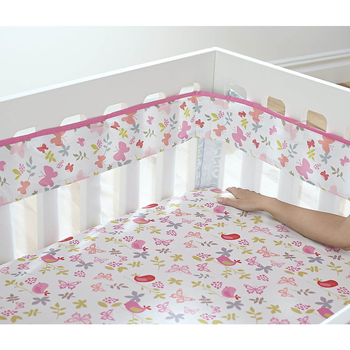 Just Born Botanica Fresh Air Crib Liner, Pink/Floral