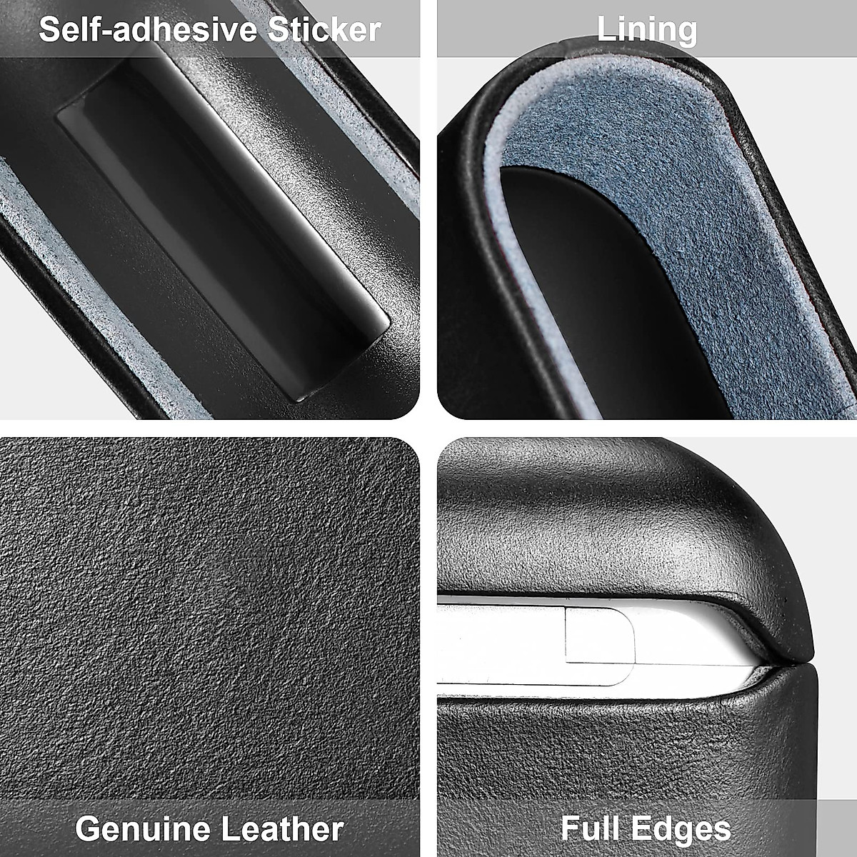 CEENFFO Leather for AirPods 3 Case 2021, Genuine Leather for Airpods 3 Wireless Charging Case (Front LED Visible) Protective Skin for Men Women