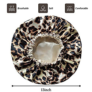 Silk Bonnet for Sleeping with Double-Layer Flower Satin Bonnet for Women Dark Brown