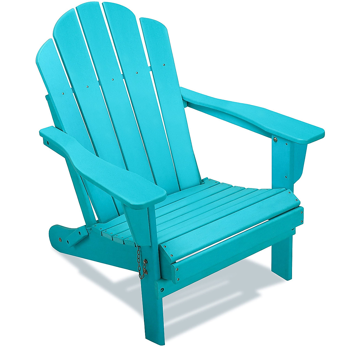 Aoorun Fan Shaped 5-Piece backrest, 420lbs, Widened seat, All Weather Resistant, Foldable HDPE Recyclable Plastic Adirondack Chair-Blue