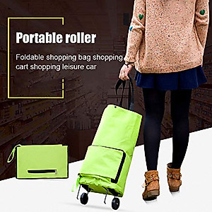 Ablita Folding Shopping Bag with Wheels Portable Wheeled Bag High Capacity Supermarket Folding Shopping Bag Trolley Cart Handle Bag Collapsible Trolley Bags