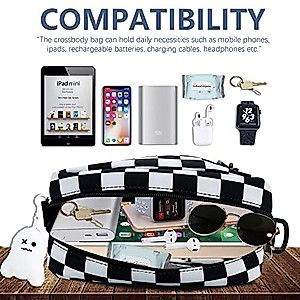 DOB SECHS Crossbody Purse Small Messenger Bags for Women Men Shoulder Bag, Black White Checkered