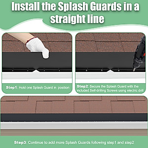 Memrita 2 Pcs Gutter Valley Splash Guards Roof Rain Diverter,Aluminum Rain Diverter Roofing Gutter Guards,Bendable fits Any Corner,Suitable for Most Residential Flat Tile Roof Corners(Black)