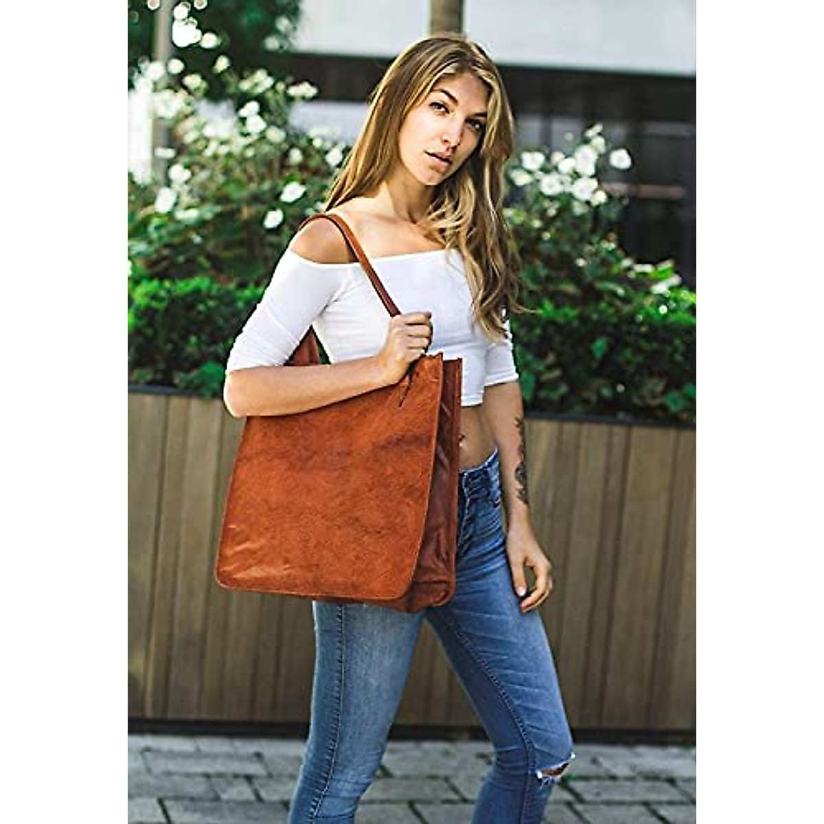 Leather Vintage Gypsy bag Vintage tote bag shoulder bag Women leather top handlebags Leather bags for women