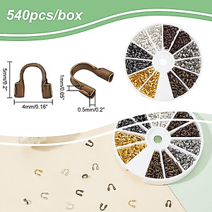 PandaHall Elite 540 Pcs 6 Colors Brass Wire Guardian Wire Cable Protector U Shape Wire Guard Loops for Earring Bracelet Jewelry Making