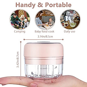 Electric Mini Garlic Chopper, 100ML USB Mini Food Chopper Garlic Mincer, Vegetable Chopper, Onion Chopper, Portable Small Food Processor for Garlic, Ginger, Chili, Vegetables