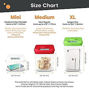 Cell Phone Lock Box with Timer - Phone Jail Timed Lock Box - KSafe Time Lock Box for Snacks, Food & Cell Phones - Phone Safe Box with Timer & Snack Lock Box (Medium, Blue Lid + 5.5” Clear Base with Access Port)