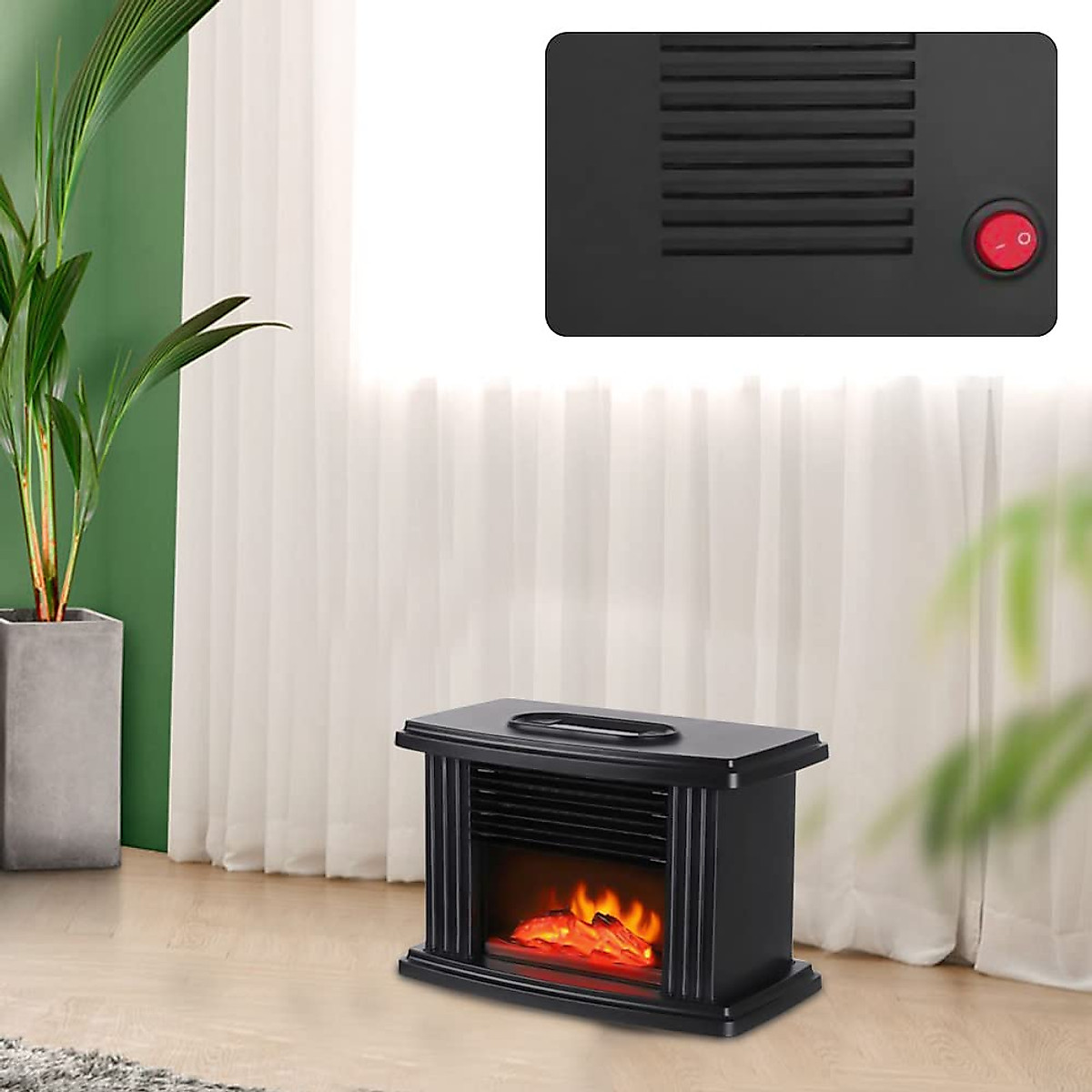 BEYANEE Mini Electric Fireplace,1000W Indoor Electric Fireplace Heater,Air Heating Fireplace, Freestanding Heater with Realistic Dancing Flame Effect,CSA Certified and Overheating Safety Protection