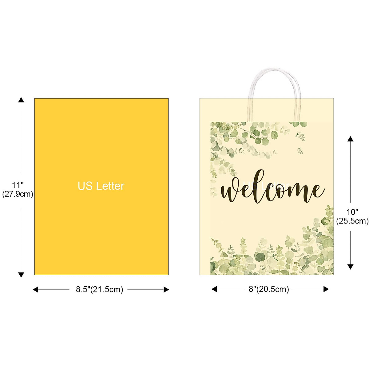 QIELSER 50 pcs Welcome Bags for Wedding Guests Bulk, White Welcome Gift Bags with Handles Shopping paper Bags Good for Wedding, Birthday Party Supplies, Craft, Packaging, Retail