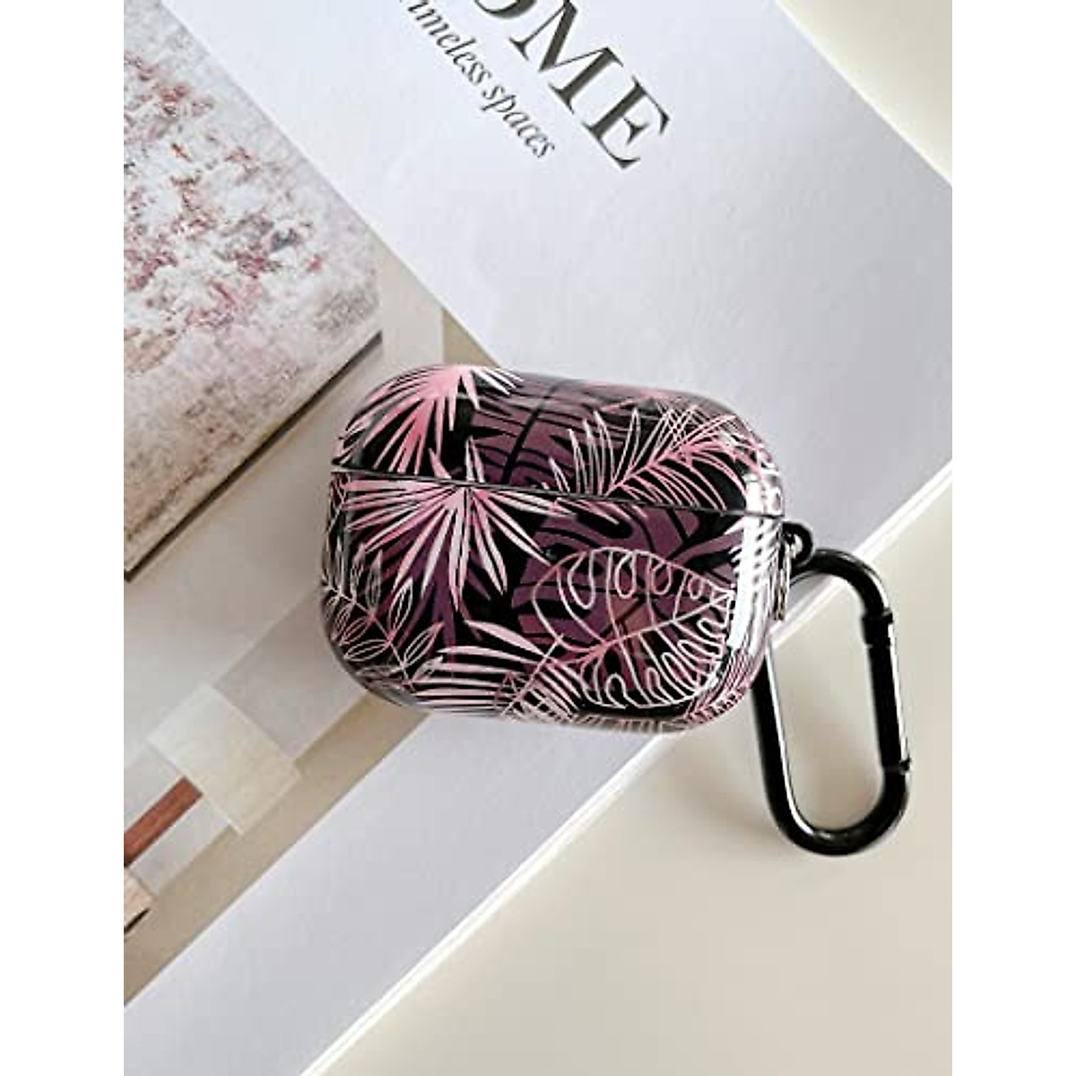 Flower Case Compatible with Apple AirPods Pro Floral, Leaf Smooth Design Cute Kawaii Protective Case Anti-Fall Headphone Case for Airpod Pro Case (AirPods Pro, Rose Gold Leaf)