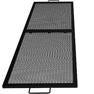 VEVOR Fire Pit Cooking Grill Grate 44 x 15 in Foldable Rectangle Campfire BBQ Rack, Heavy Duty X-Marks with Portable Handle & Support Wire for Outdoor Picnic Party & Gathering, Black