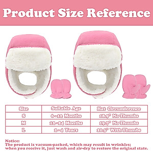 Baby Girl Winter Hat Toddler Hat and Gloves Set Baby Hats and Mittens Sherpa Lined Toddler Hats for Boys Pink 12-24 Months