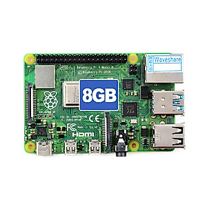 waveshare Accessory Compatible with Raspberry Pi 4B 8GB RAM, Comes with Raspberry Pi 4B 8GB, 16GB Micro SD Card, Heat Sink, Micro SD Card Reader, 5V Type-C Power Adapter (5 Items)