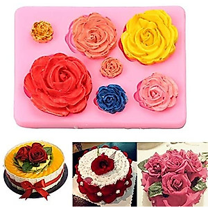 Owfvlazi Silicone Rose Flowers Chocolate Molds Set Non-Stick BPA Free Baking Candy Silicone Jelly Pudding Candy Molds Bakeware Set Ice Cube Tray Chocolate Candy Moulds Kit for Weeding Party Decoration