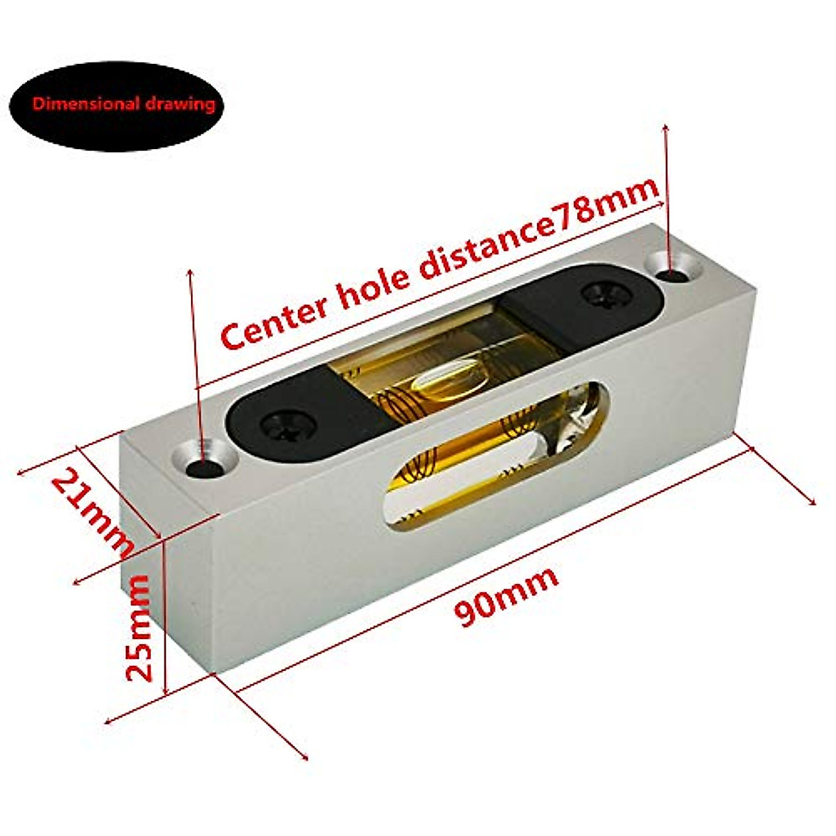 umei High Precision Aluminum level alloy with luminous horizontal bubble, horizontal position can be seen on 3 sides, 90x25x21mm（With magnet）