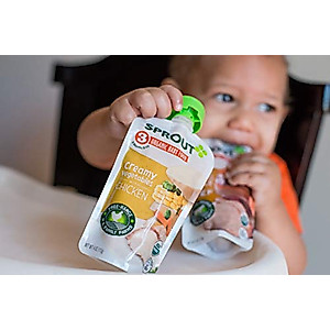 Sprout Organic Baby Food Pouches Stage 3, Creamy Vegetables w/ Chicken, 4 Pouches (Pack of 6) Creamy Vegetables with Chicken 24 Ounce