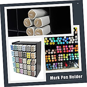 NUOBESTY Home Plastic Grids Hole Household Desk Organizer Pencils Storage Display Accessories - Eyeliner Art Shelf Multi-slot Brushes Cosmetic Container Pen -grid Black Stationary Paint