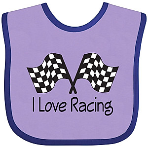 inktastic I Love Racing Baby Bib Lavender and Purple 6520