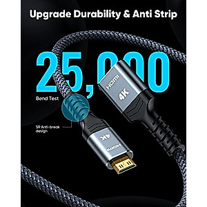 Highwings Mini HDMI Adapter, 4K 60Hz Mini HDMI Male to HDMI Female Cable 4K HDR 3D 18Gbps Compatible with Camera, Projector, Tablet, Graphics Card, Raspberry Pi Zero W, Camcorder, Pi Zero 0.5 ft