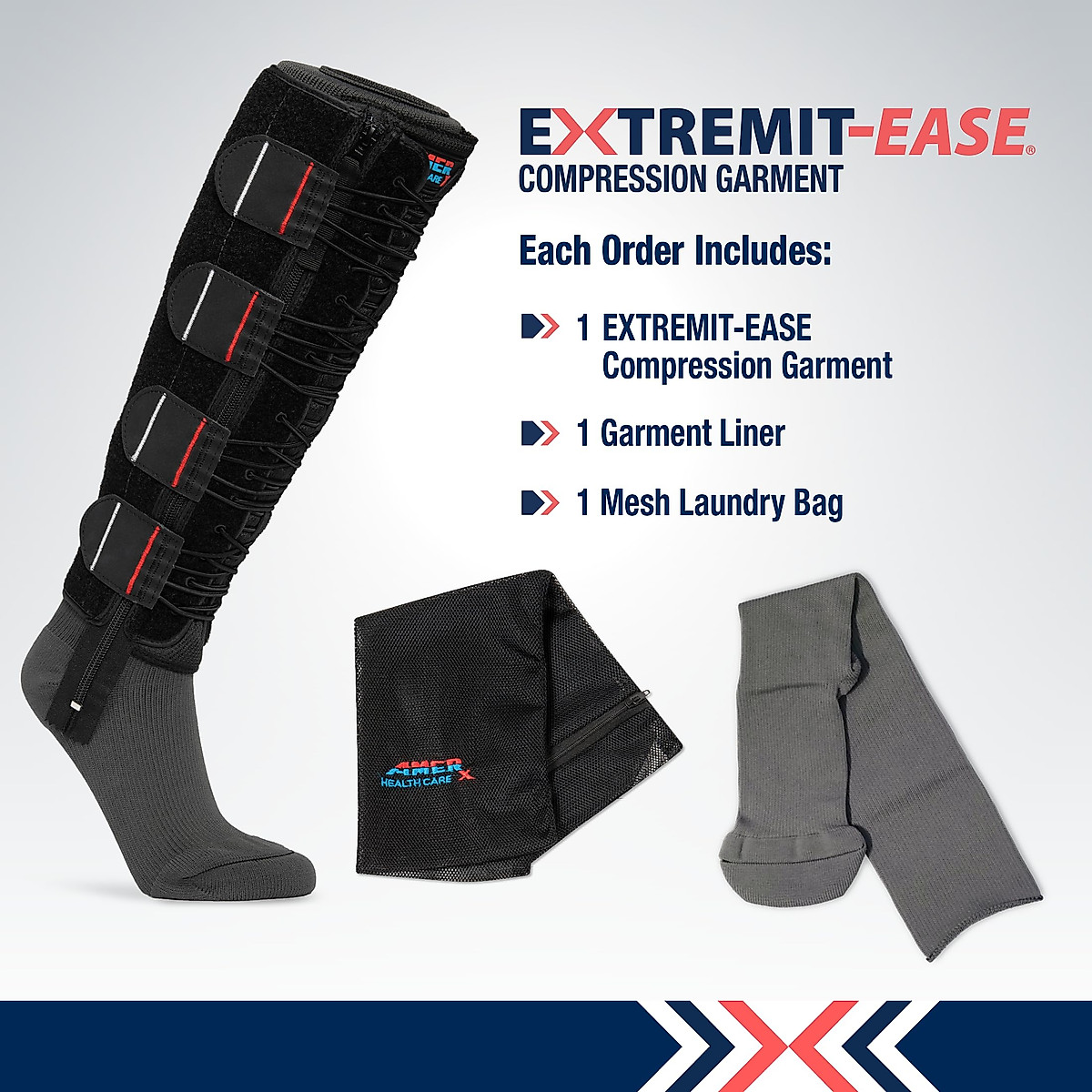 EXTREMIT-EASE Compression Garment 30-50 mmHg Lower Leg Compression Wrap - Ideal for Mild to Moderate Lymphedema Swelling, Venous Insufficiency, and Post-Op Edema - Large, Regular, Black